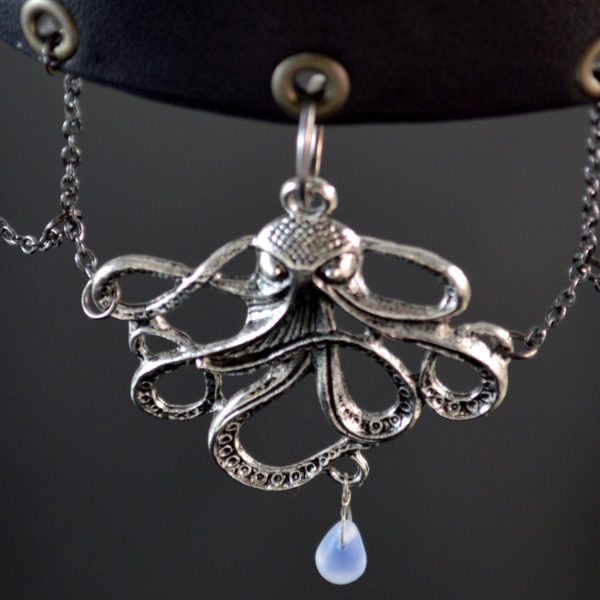 Silver Octopus Necklace Layered Chain Choker - Twisted Pixies