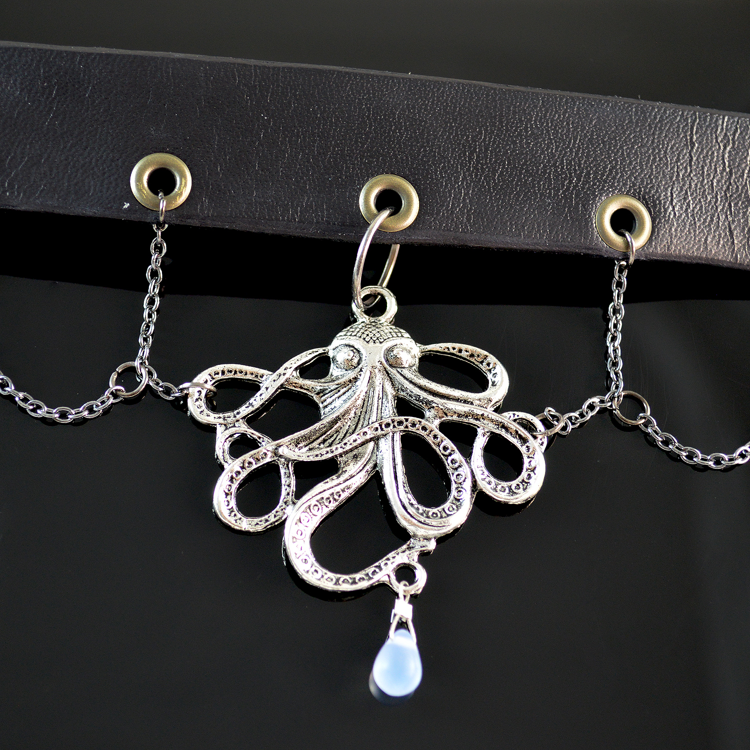 Silver Octopus Necklace Layered Chain Choker - Twisted Pixies