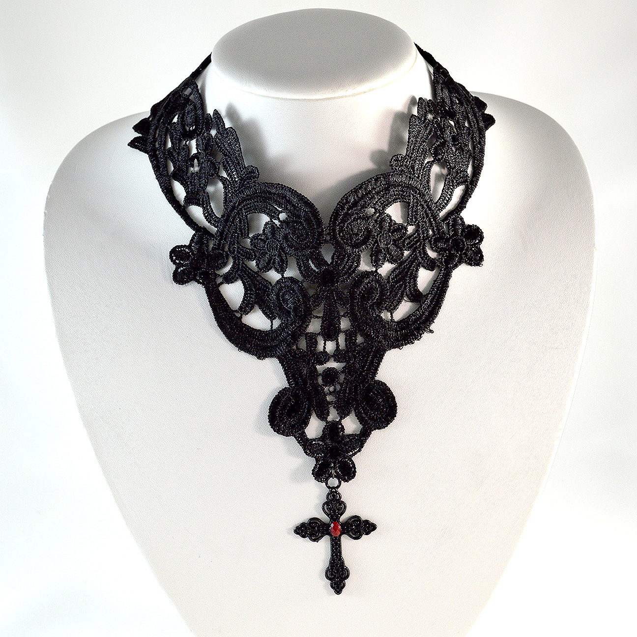 Gothic Cross Necklace – Black and Red – Twisted Pixies Gothic Cross Necklace – Black and Red – Twisted Pixies