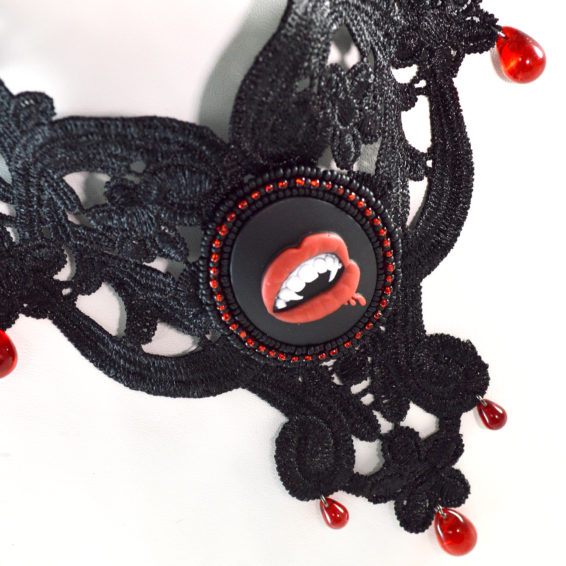 Vampire Costume Jewelry – Black Lace – Vampire Cameo - Twisted Pixies