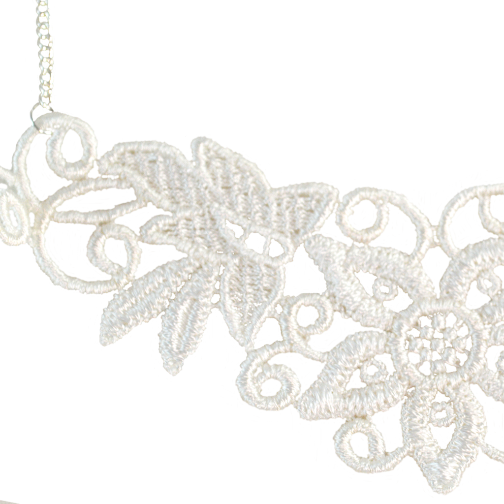 White Lace Necklace – Simple Lace Applique Jewelry - Twisted Pixies