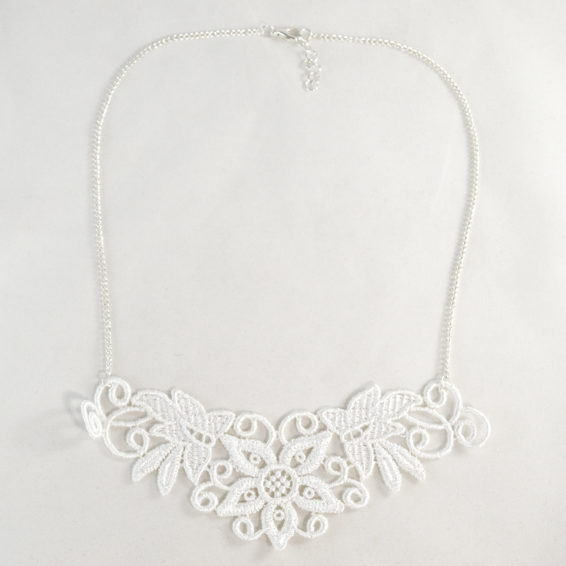 White Lace Necklace – Simple Lace Applique Jewelry - Twisted Pixies