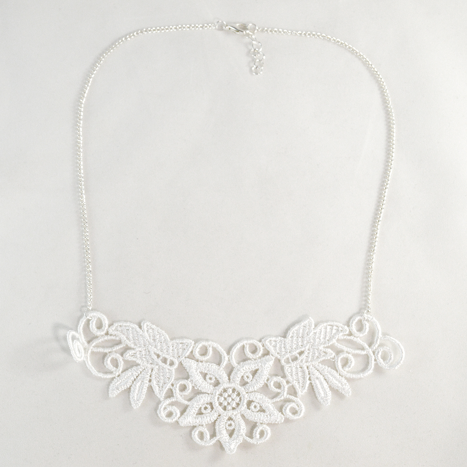 White Lace Necklace – Simple Lace Applique Jewelry - Twisted Pixies
