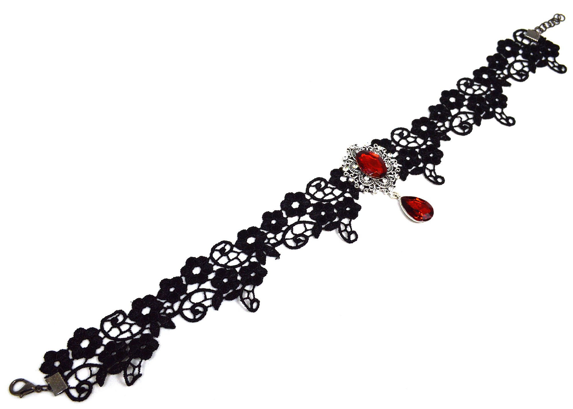 Gothic Red and Black Victorian Lace Choker - Twisted Pixies