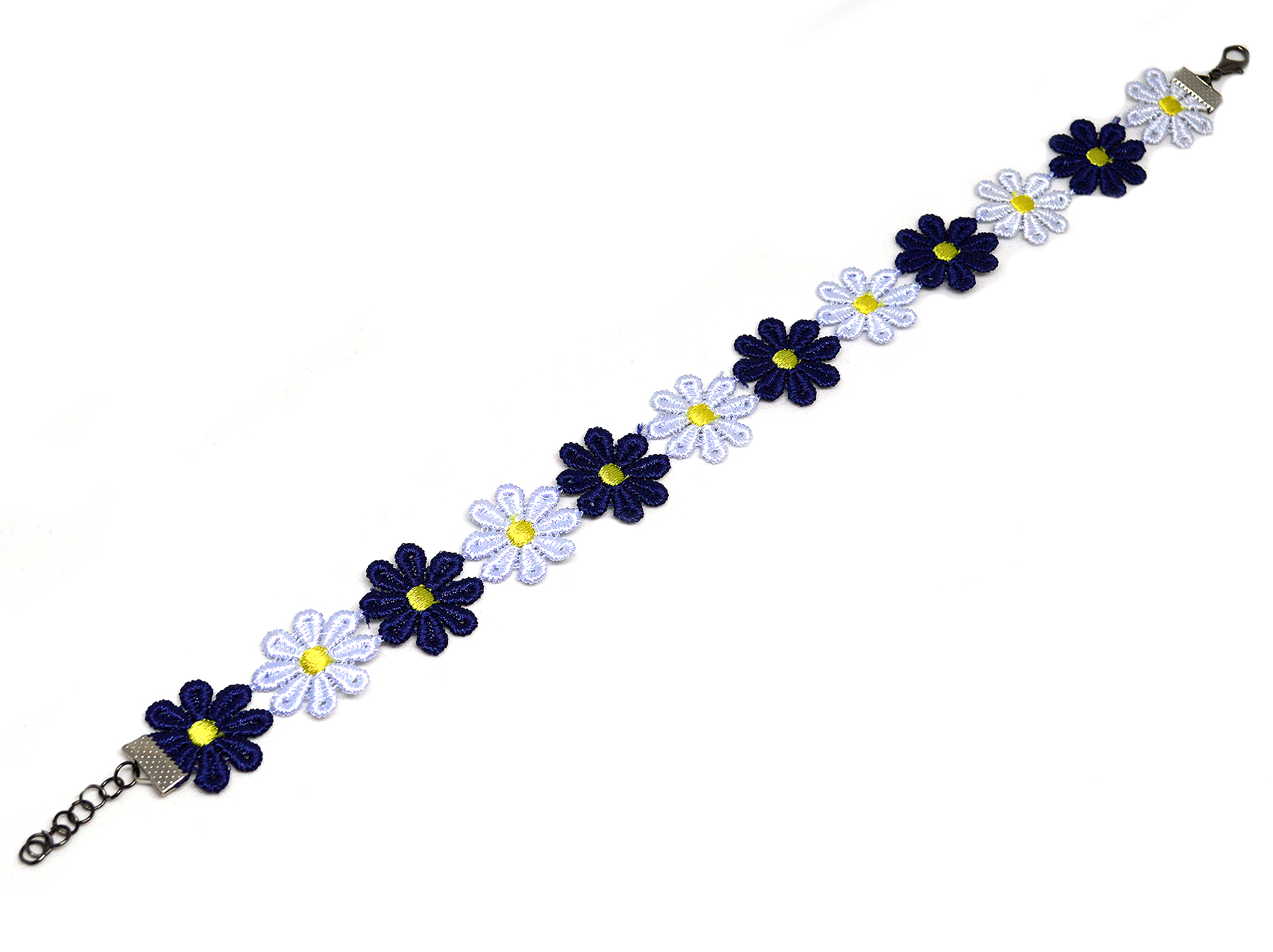 White Blue Flower Chain Hippie Daisy Chain Choker Necklace - Twisted Pixies