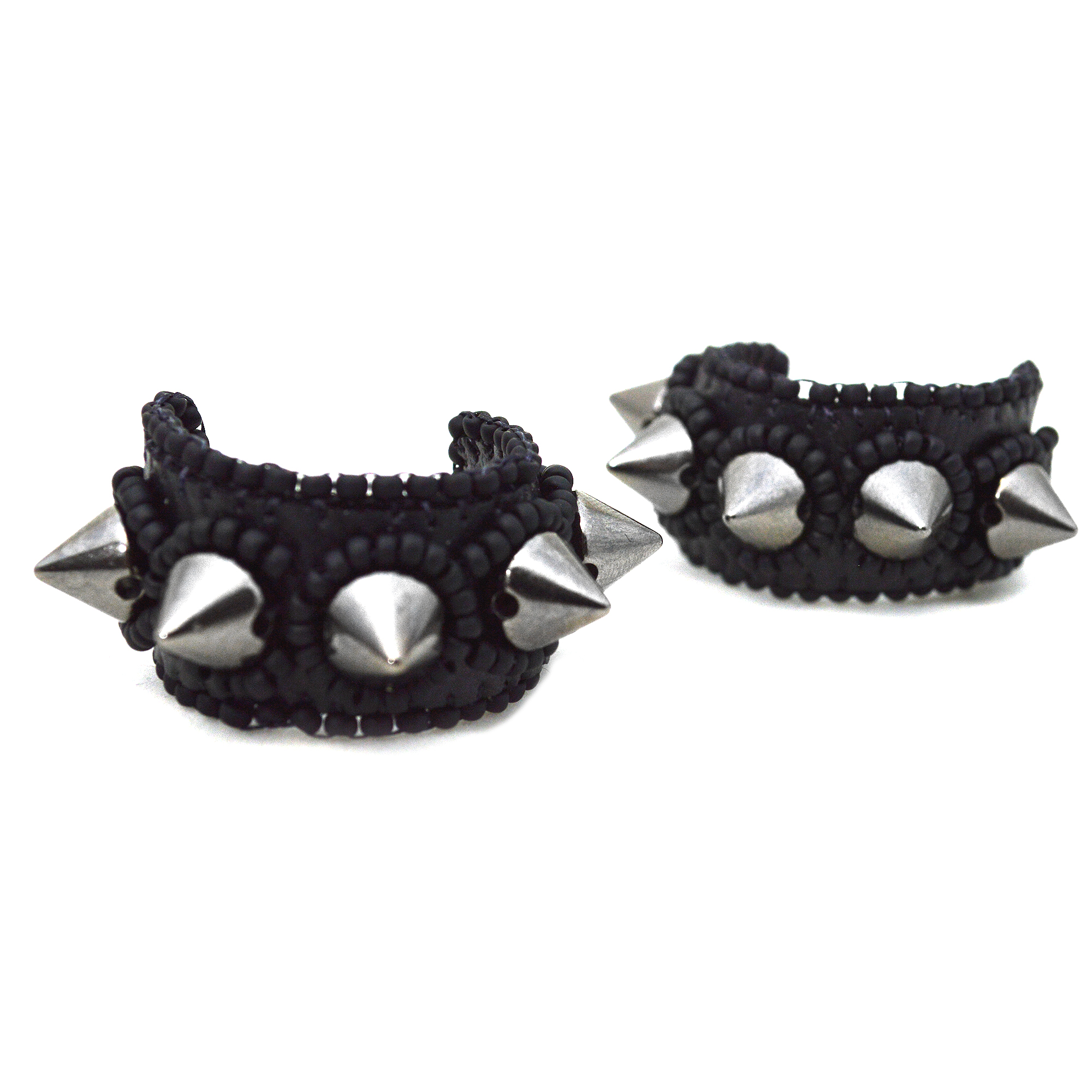 Embroidered Hoop Spike Punk Earrings (Made to Order) - Twisted Pixies