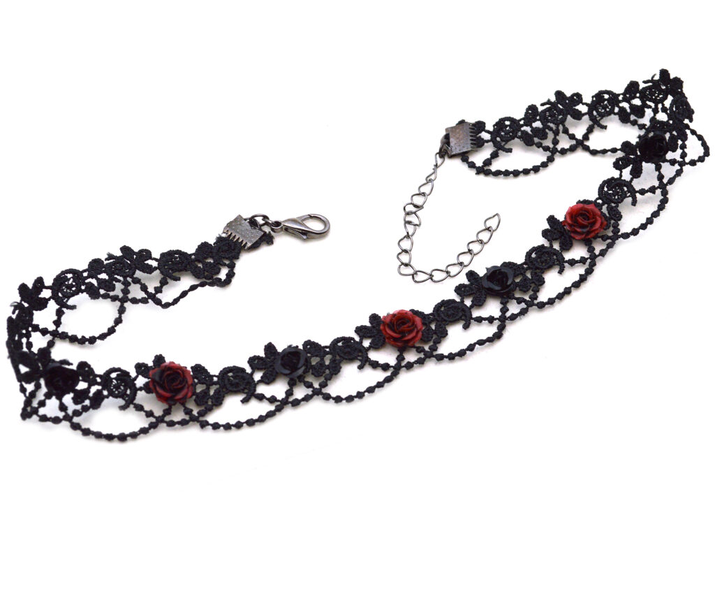 Black and Red Roses Delicate Gothic Choker - Twisted Pixies